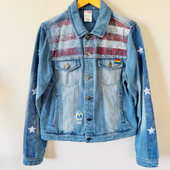 Marvel | Jackets & Coats | Marvel America Chavez Pride Blue Denim ...